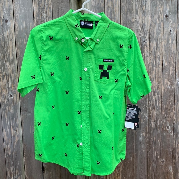 Minecraft | Shirts & Tops | Minecraft Button Up Shirt In Neon Green ...